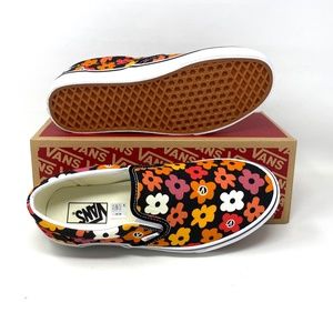 Vans | Shoes | Vans Classic Slip On Flower Black Mens Low Top Canvas ...